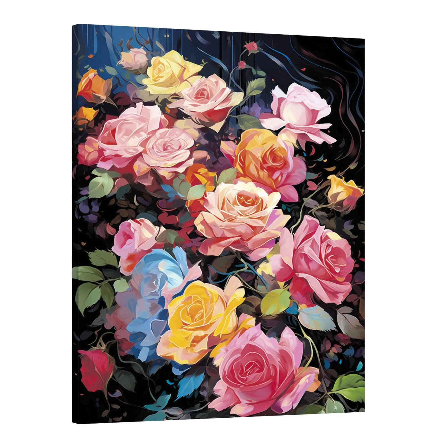 Интерьерная картина 50х70 "Розы в звуках музыки"