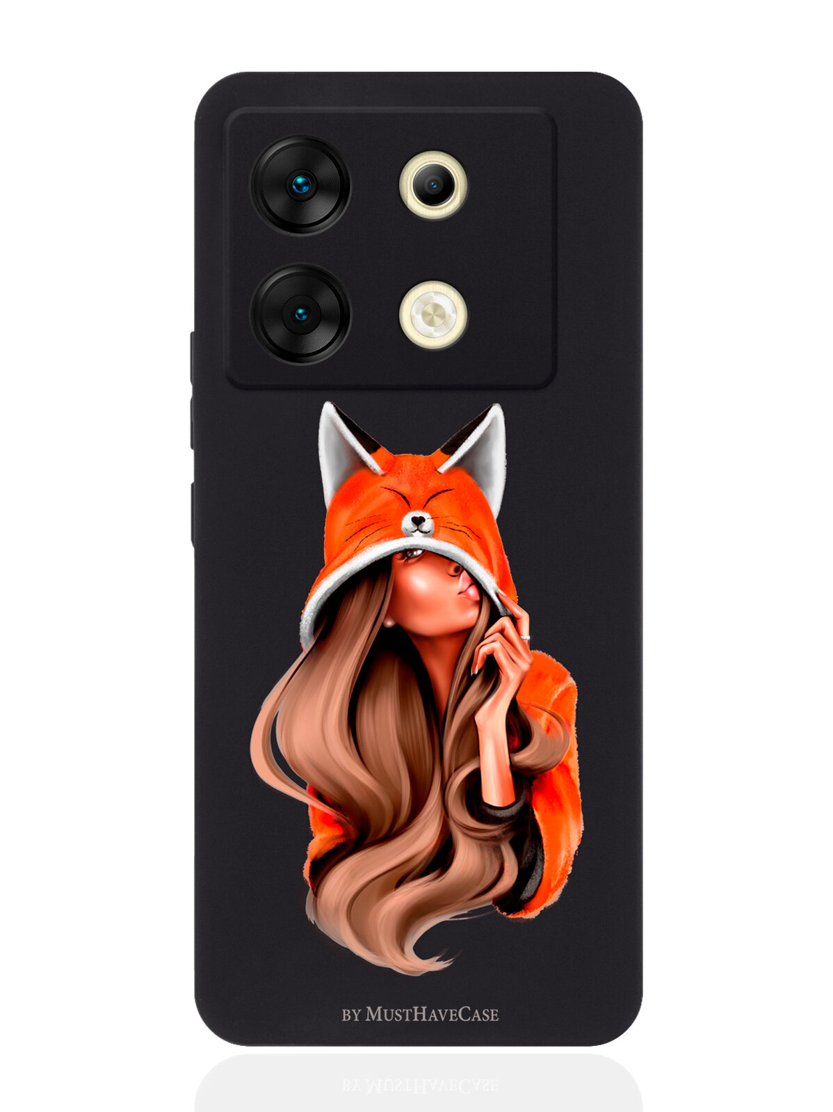 Чехол для смартфона Infinix Zero 30 5G черный силиконовый Foxy Girl/ Лисичка