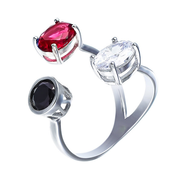 Кольцо, серебро, 925 проба, фианит