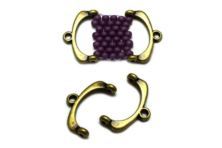 Концевик CYMBAL Fres II для бисера 11/0 10х15х2мм, петля 1,7мм, отверстие 0,8мм, цвет античная латунь, 11-215, 2шт