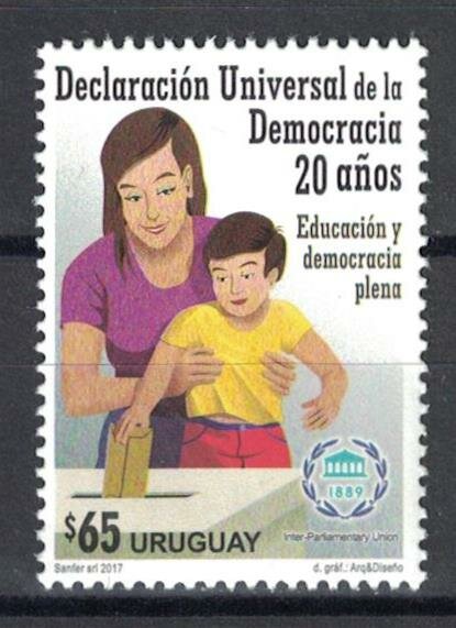 Почтовые марки Уругвай 2017г. "20 лет Всеобщей декларации демократии" Образование, Дети MNH