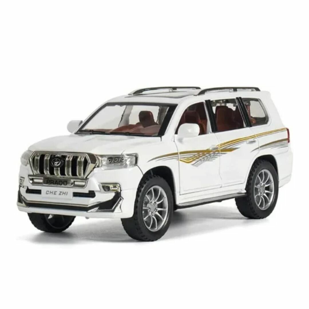TOYOTA LAND CRUISER масштабная модель 1:24 машинка металлическая инерционная с открывающимися дверьми, капотом и багажником, со световыми и звуковыми эффектами Тайота Ленд Круйзер