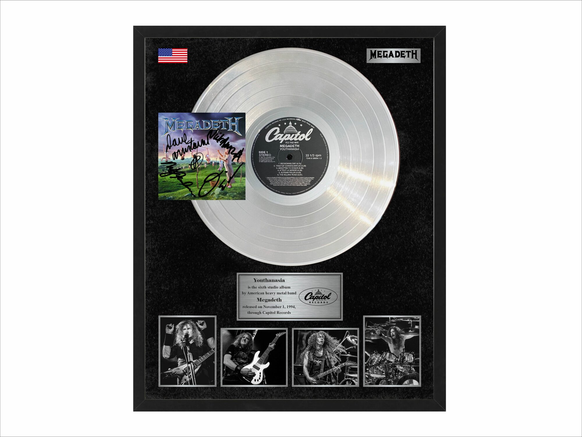 Megadeth Youthanasia Картина с платиновым диском