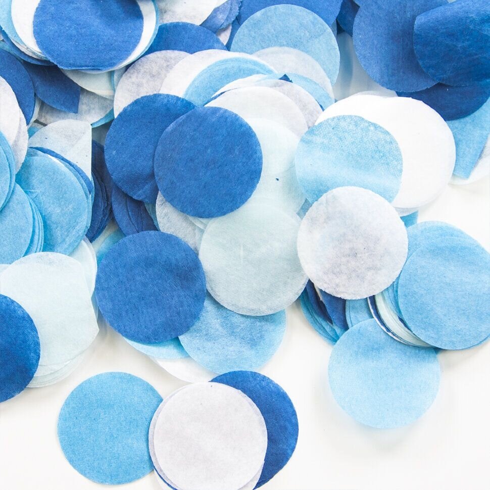 Конфетти тишью Круг, Микс, Голубой, 2,5 см, 50 г.