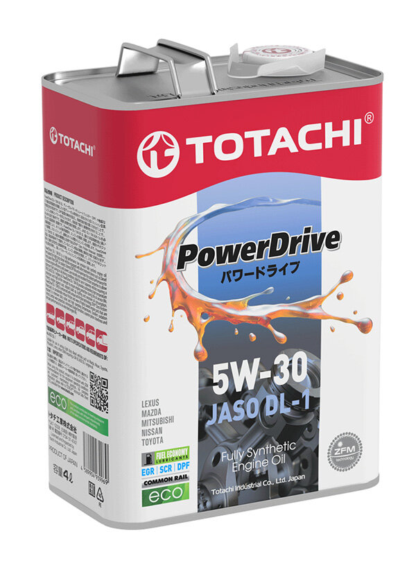 Масло моторное синтетическое TOTACHI POWERDRIVE Fully Synthetic 5W30 JASO DL-1 4л E8004