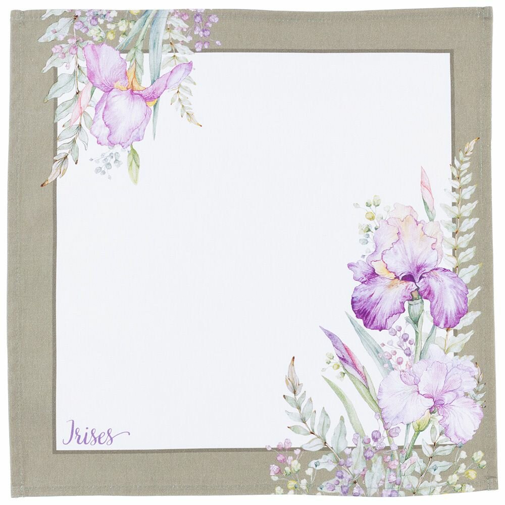 Набор салфеток из 2-х шт ирисы,40х40см, 100% хлопок, белый, твил, KSG-850-743-8