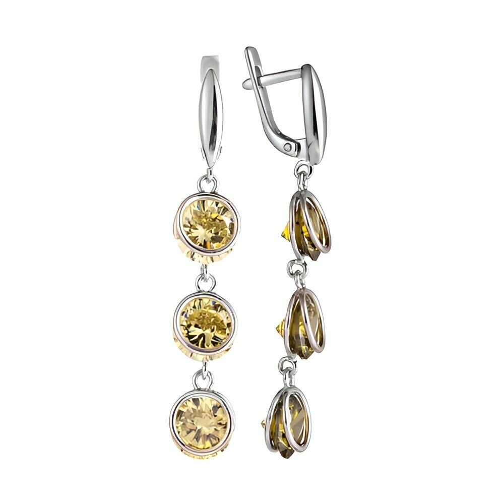 Серьги, серебро, 925 проба, родирование, фианит