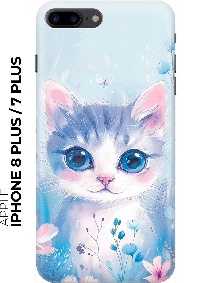 Силиконовый чехол на Apple iPhone 8 Plus / 7 Plus с принтом "Котик в цветах"
