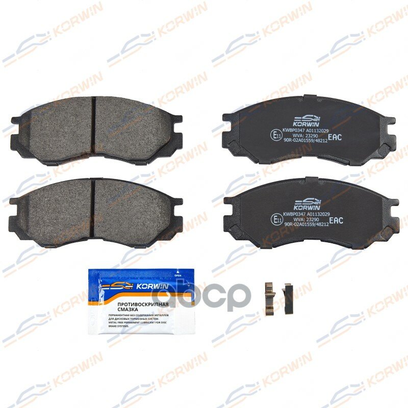 Колодки тормозные перед. Mitsubishi L200 (-07)/L300 (-04)/L400 (-05) KORWIN арт. KWBP0347