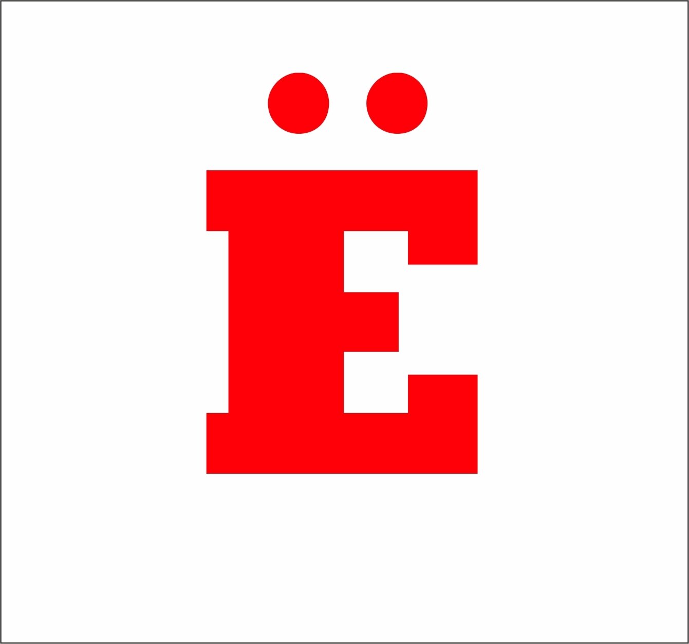 Буква Ё из акрила для вывесок 7 см / шрифт 6 красный