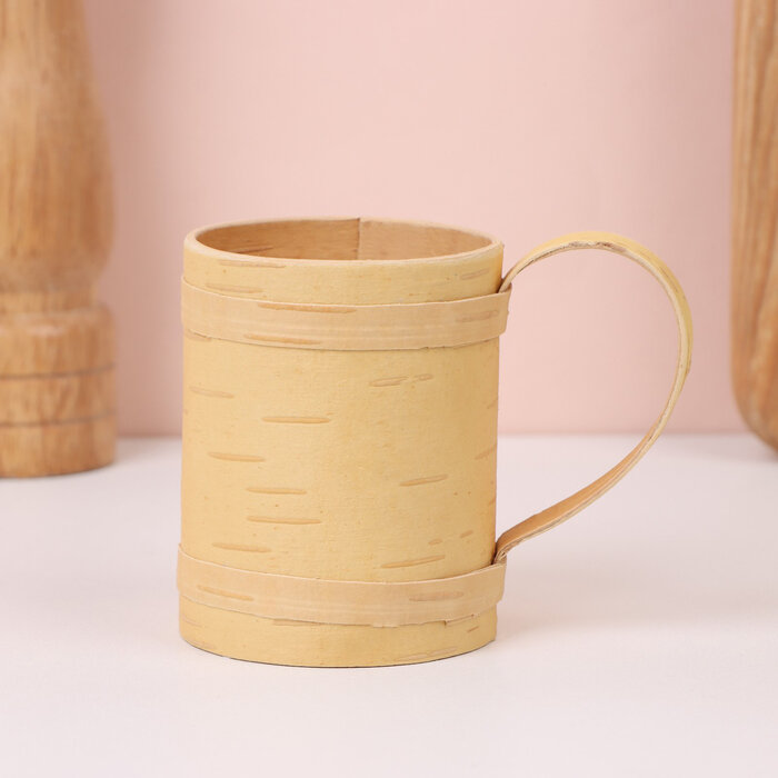 Кружка из бересты, 6×6×7.5 см, 150 мл