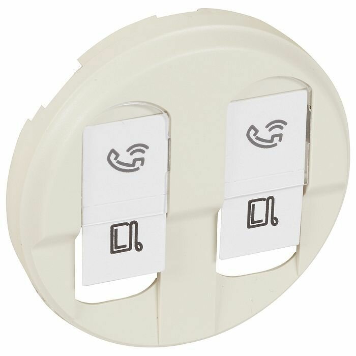 Лицевая панель на двойную информационную розетку. Цвет Слоновая кость. Legrand CELIANE. 066236