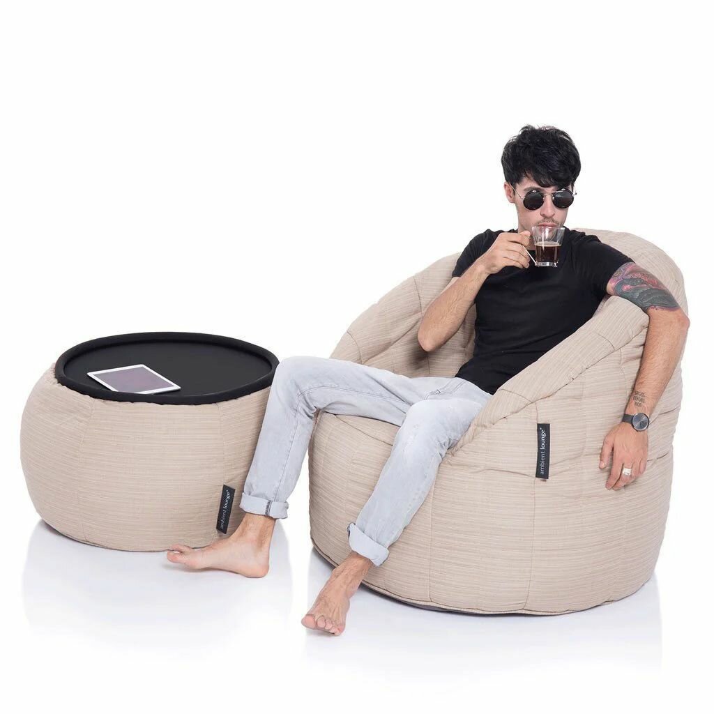 Комплект бескаркасной уличной мебели Cove Package - Thermo Beige (оксфорд, бежевый) - садовая мебель в стиле лофт для террасы, веранды, беседки, бассейна