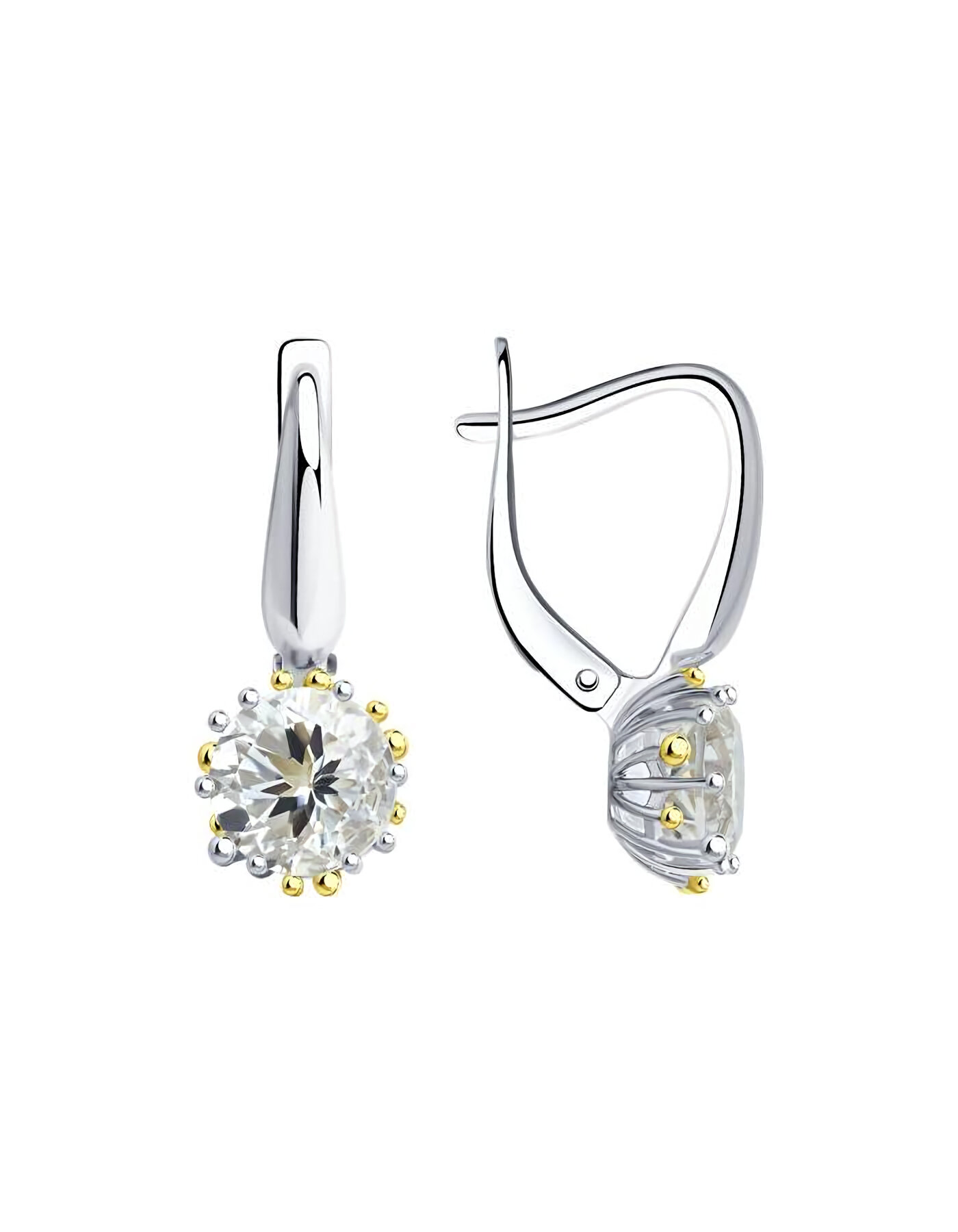 Серьги, серебро, 925 проба, родирование, горный хрусталь