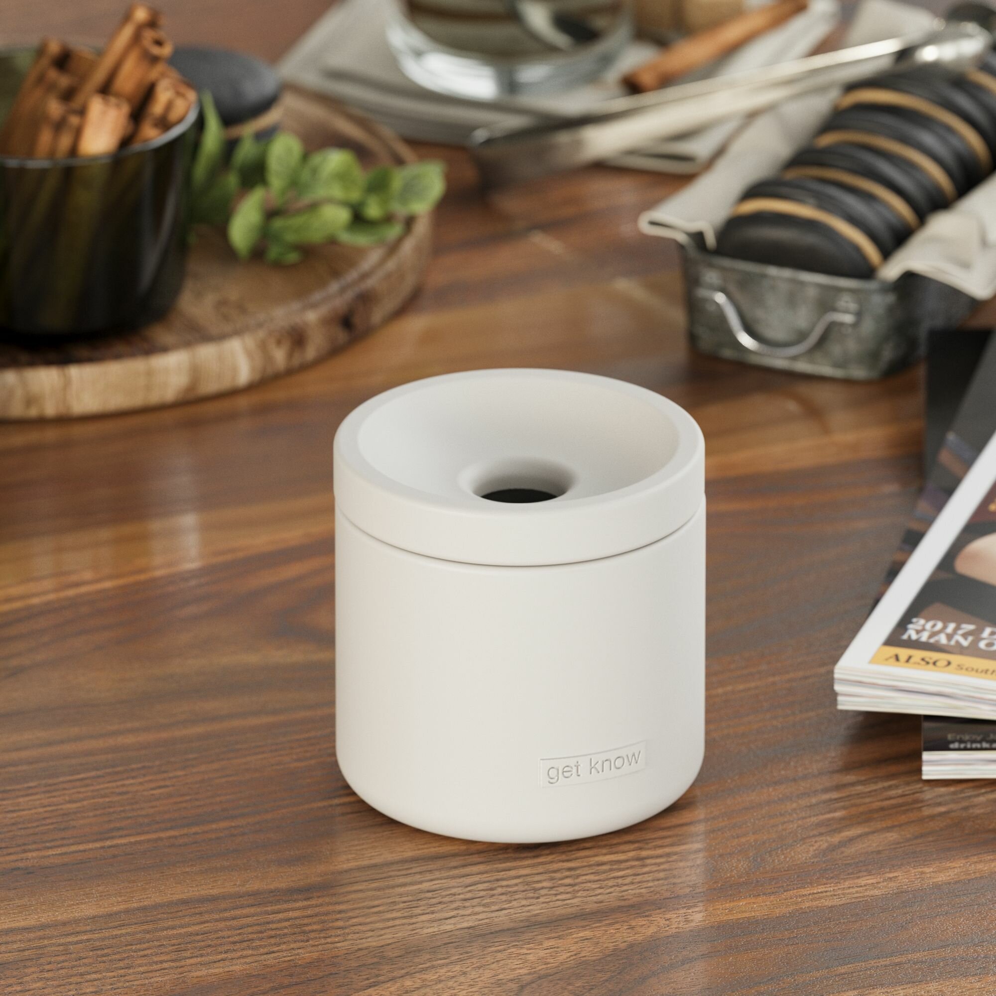 Стичница айкос белая из бетона для дома и улицы Раунд для iqos / пепельница для стиков айкос, lil solid, glo