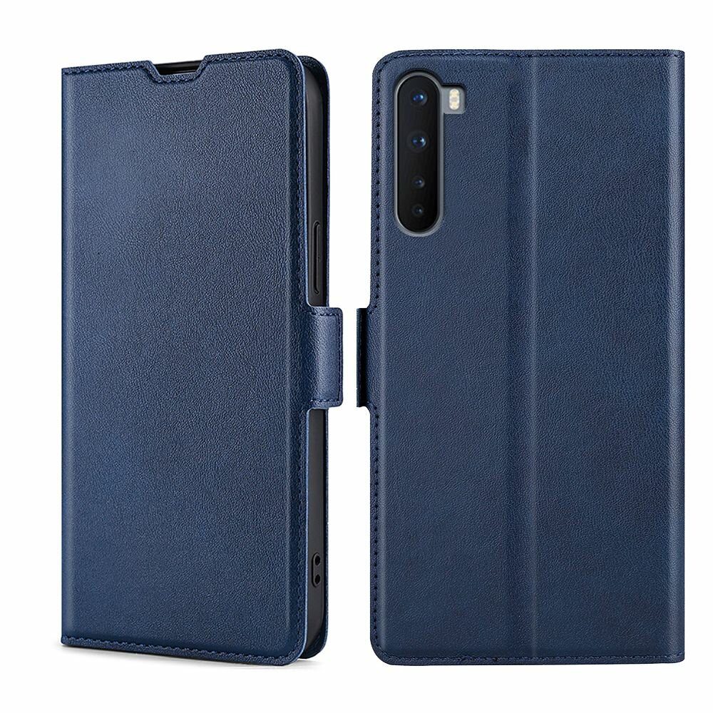 Чехол-книжка MyPads для OnePlus Nord / Ван Плас Норд, магнитные крепления справа (синий)
