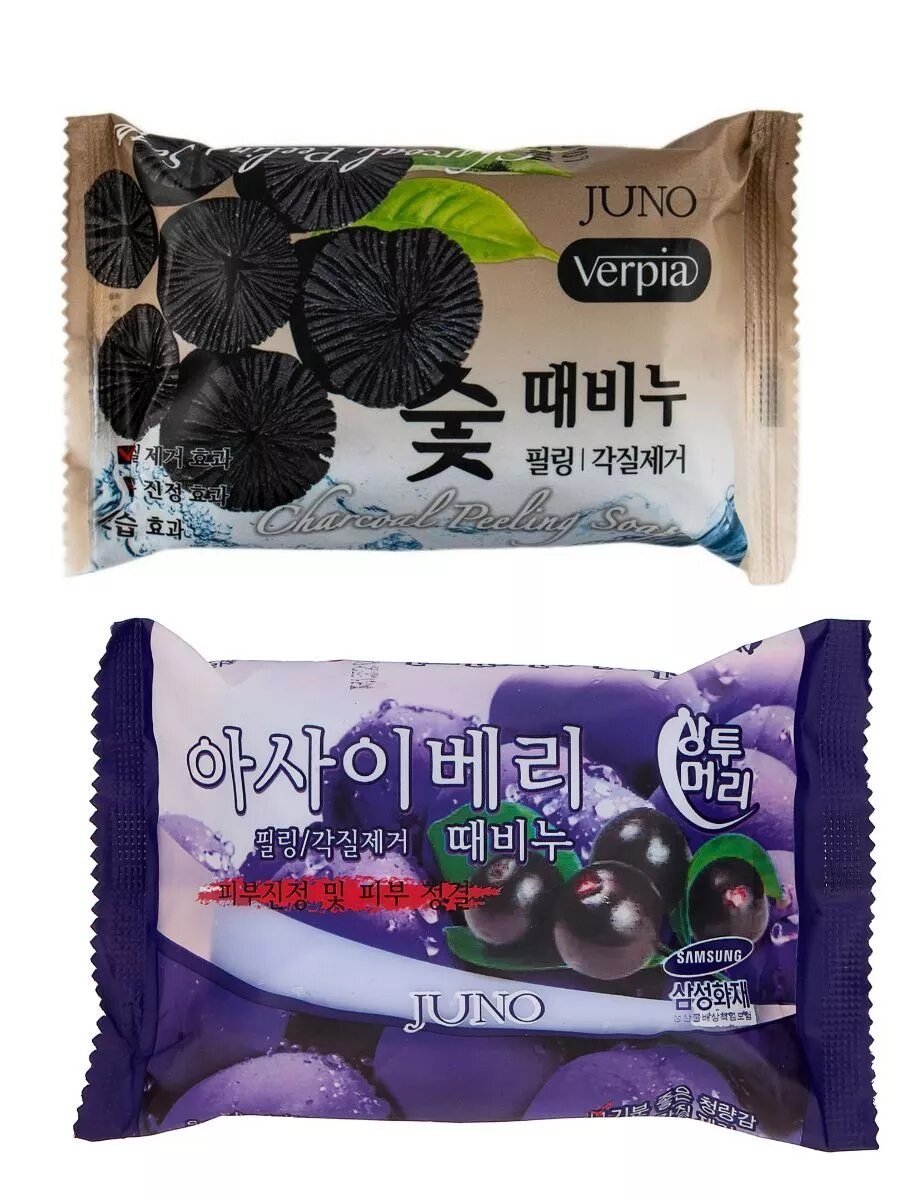 Мыло туалетное твердое набор: древесный уголь + асаи