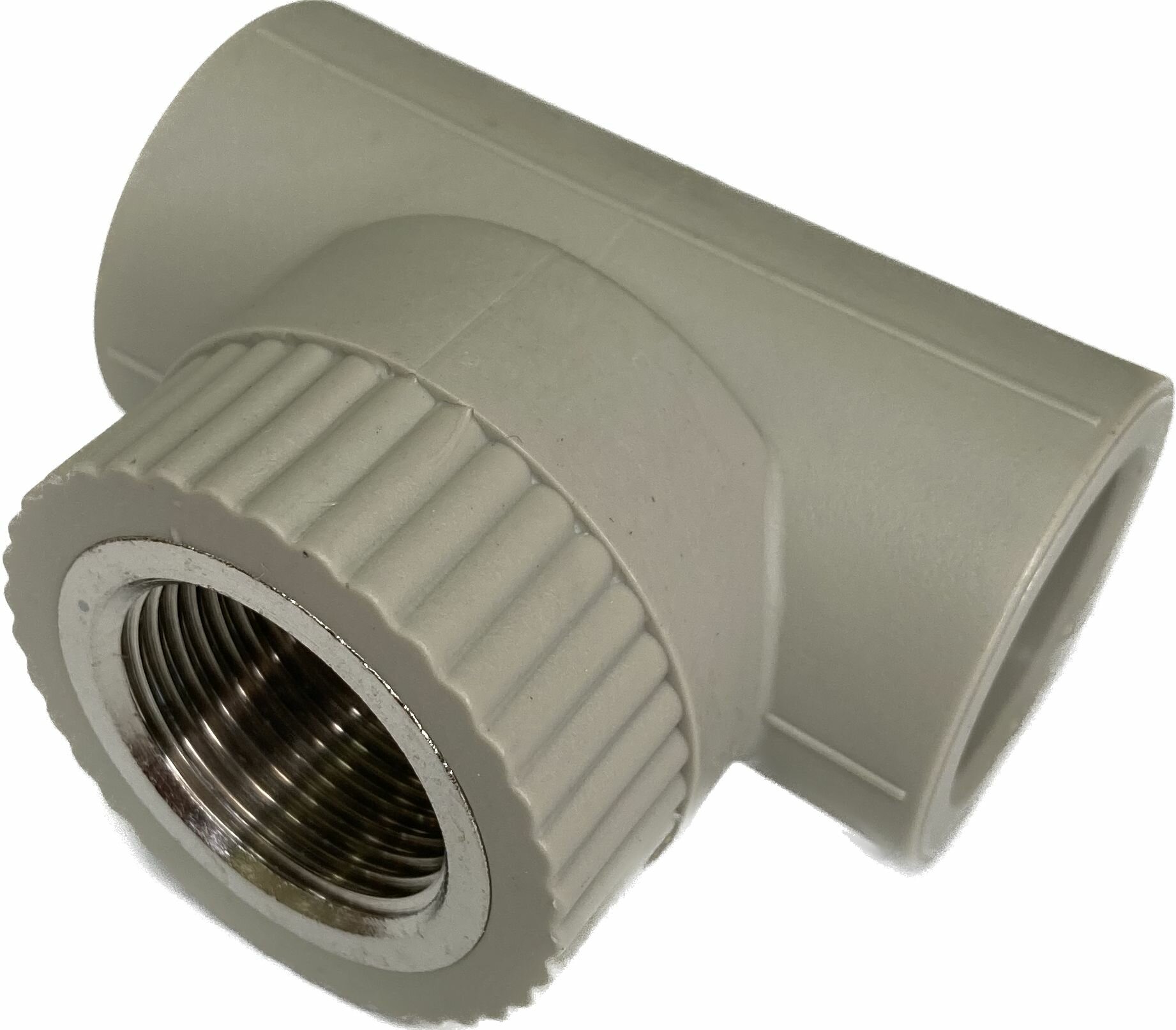 Тройник PPR комбинированный внутренняя резьба 20х1/2"х20 мм серый