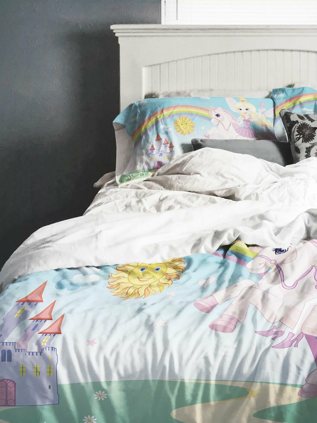 Постельное белье 1,5-спальный комплект "Фея на единороге", пододеяльник 160x220 см, наволочки 50х70 см , Ambesonne