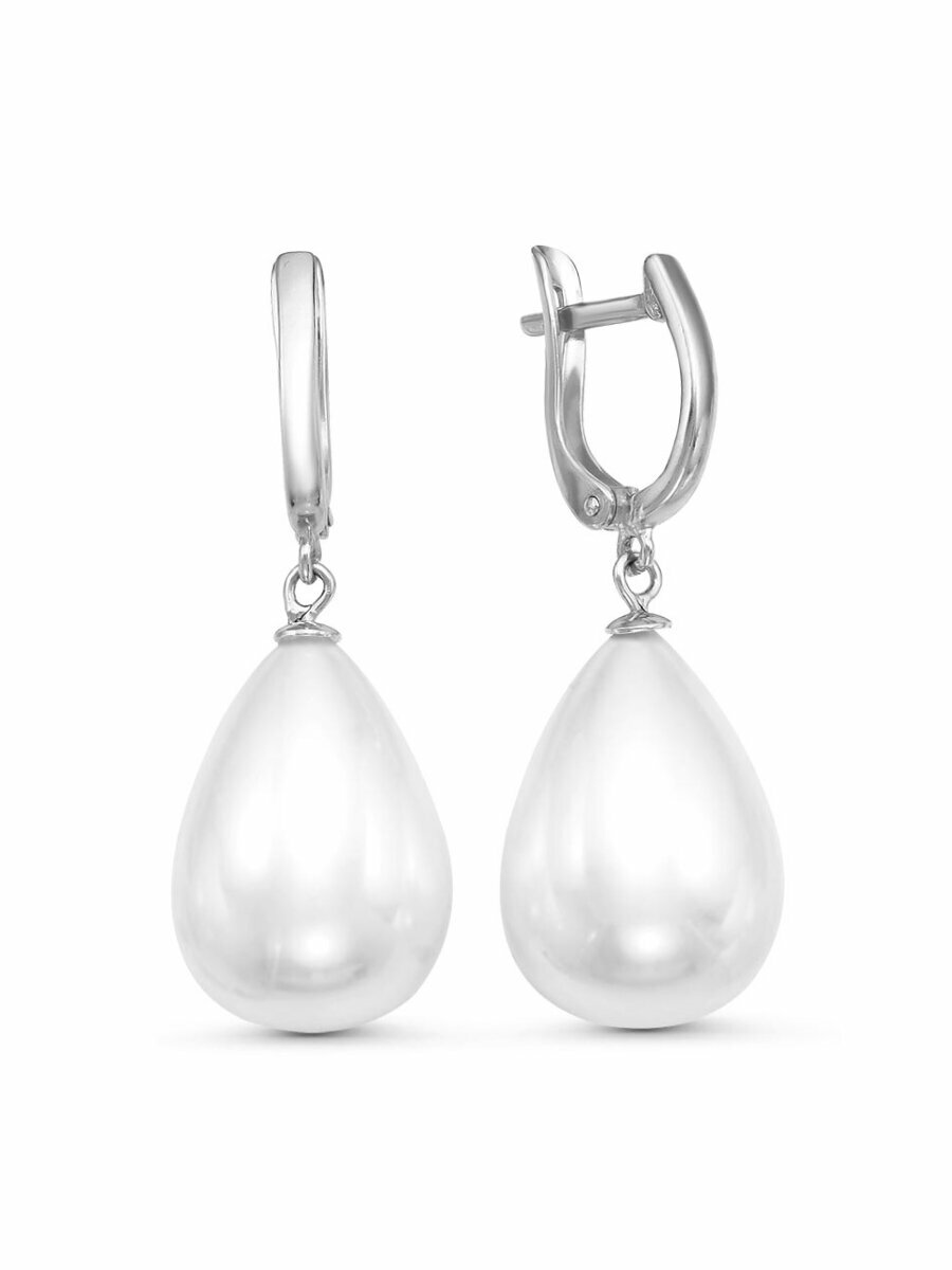Серьги, серебро, 925 проба, родирование, жемчуг имитация