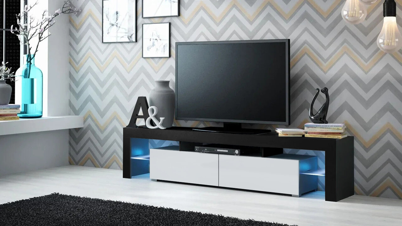 ТВ-тумба 1 Белый 101/ Черный 190 NEW 200x35x45 см, белый, черный Дом мебели для вас