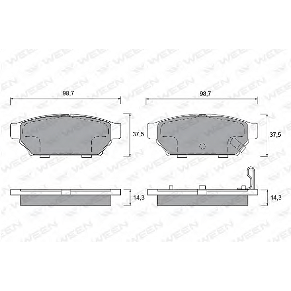 WEEN 151-2107 (AY060MT007 / MB928314 / MR205377) тормозные колодки дисковые задние Mitsubishi (Мицубиси) Carisma