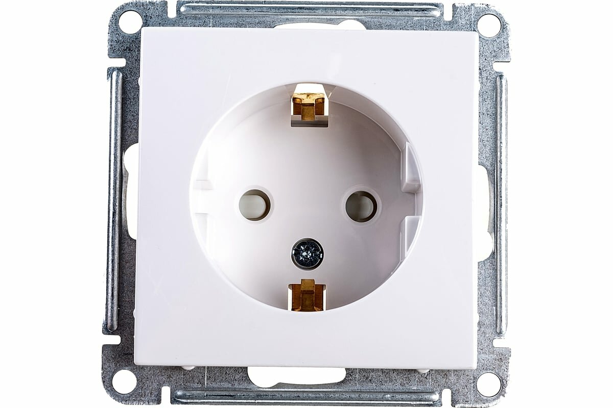 WESSEN RS16-152-1-86 белая розетка с заземлением и защитными шторками 59 Systeme Electric