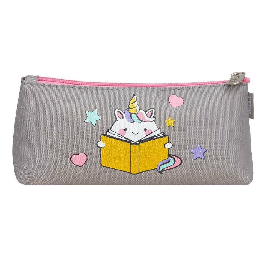 Пенал GRIZZLY с одним отделением , мягкий, для школы, для девочек PL-33-11/1