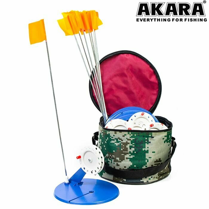 Жерлица зимняя Akara диаметр 19 см оснащенная 10 шт.