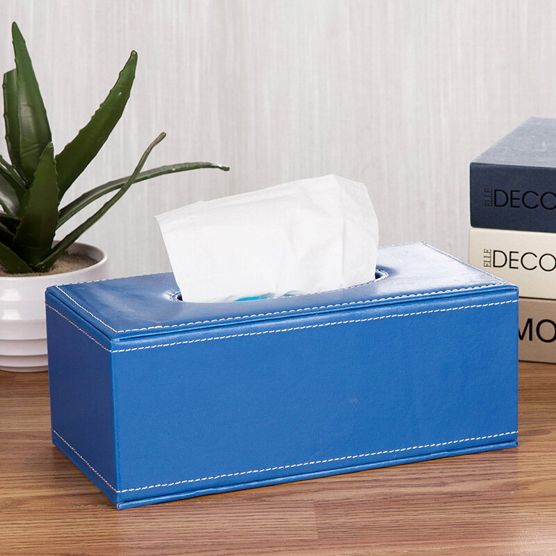 Тканевая коробка из кожи для дома отеля автомобиля кожаная коробка для бумаги подарок рекламный логотип опт синий узор из овечьей кожи большой