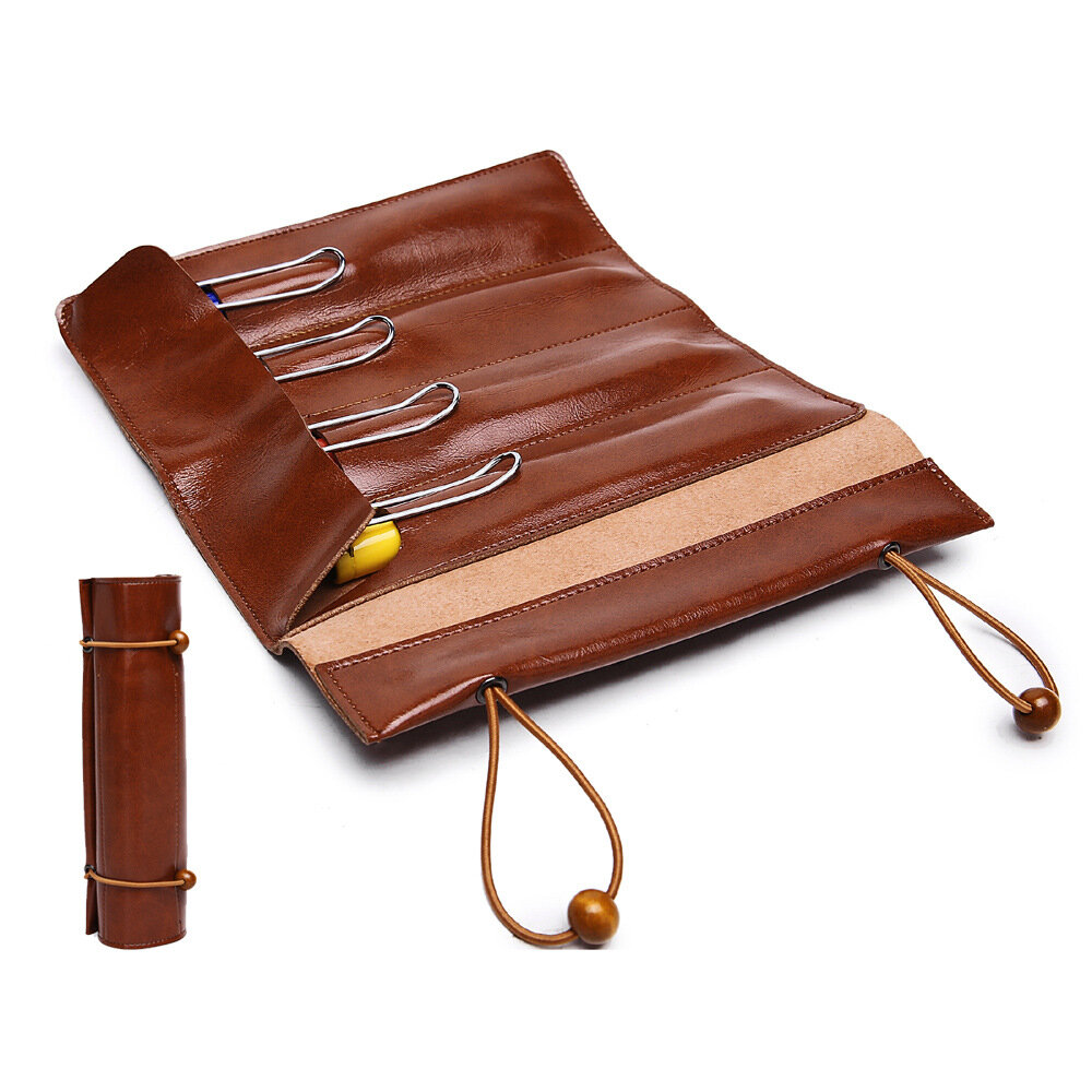 Канцелярская сумка "Карта сокровищ", натуральная кожа, светло-кофейная, вместимость 4 шт