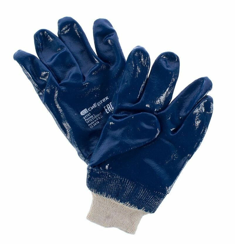 Перчатки хлопчатобумажные обливные Сибртех размер 9 / L 67757