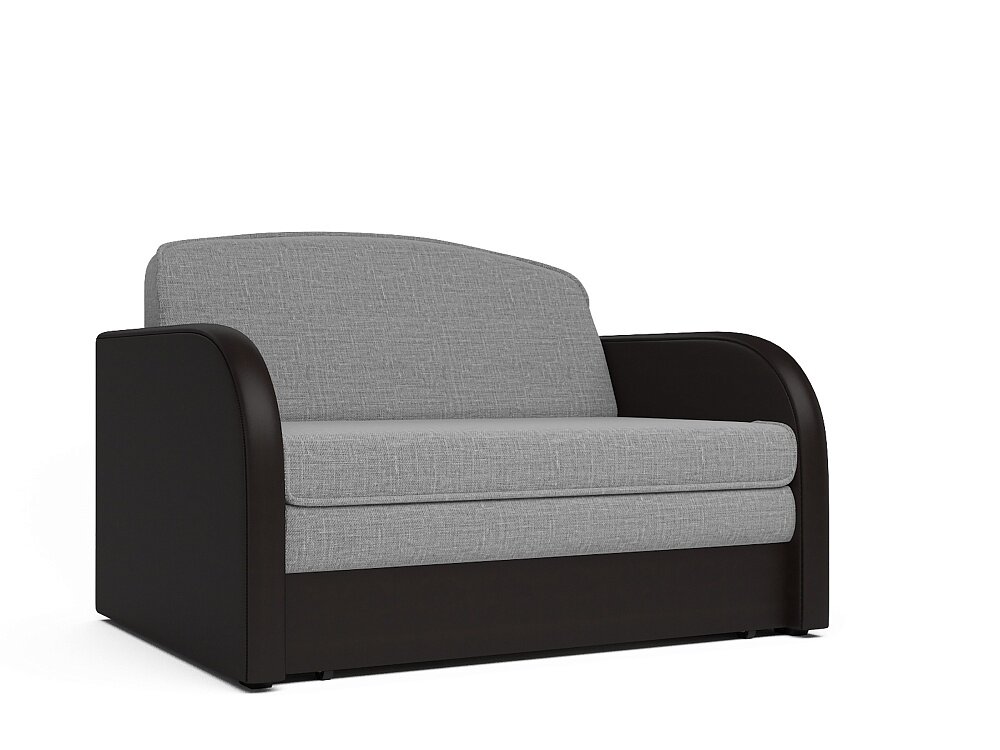 Прямой диван Кармен Малютка Серый Рогожка Экокожа, выкатной, 132х80х92 см, с ящиком для белья