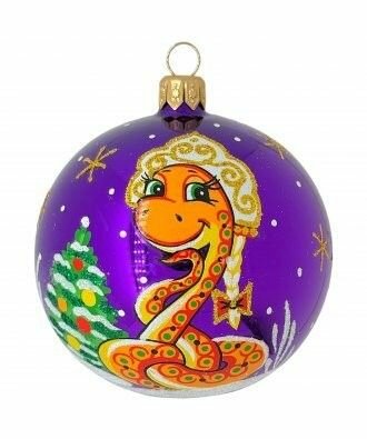Шар на елку 85мм Красуля-змея-фиолетовый
