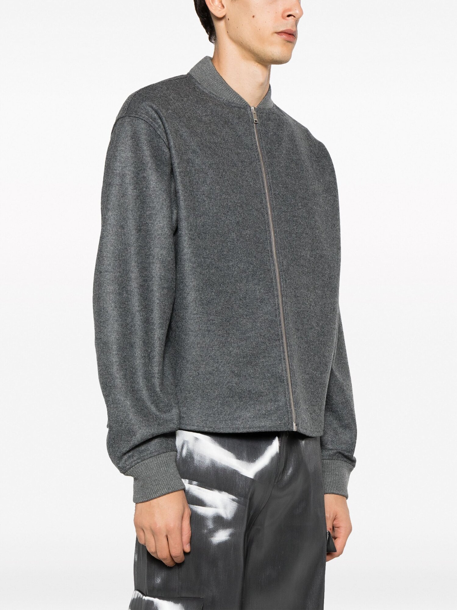 Куртка Jil Sander Zip-up wool bomber jacket, размер 48, серый — фото 1