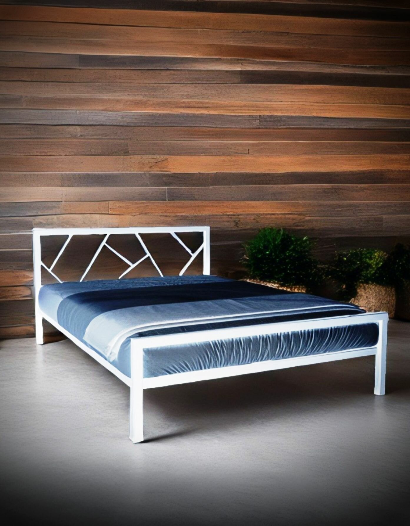 Кровать Цезарион, 140х200, металлическая, кованная, усиленная, белый муар