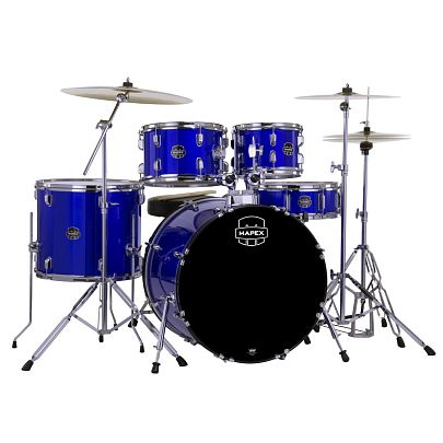 Mapex CM5295FTCIB Ударная установка из 5-ти барабанов, COMET series: BD2216, TT1007, TT1208, FT1614, SD1450, педаль P250, стойки: H250, C250, B250, S250, стул T400, тарелки 14" HIHAT +16" CRASH + 20" RIDE, цвет INDIGO BLUE