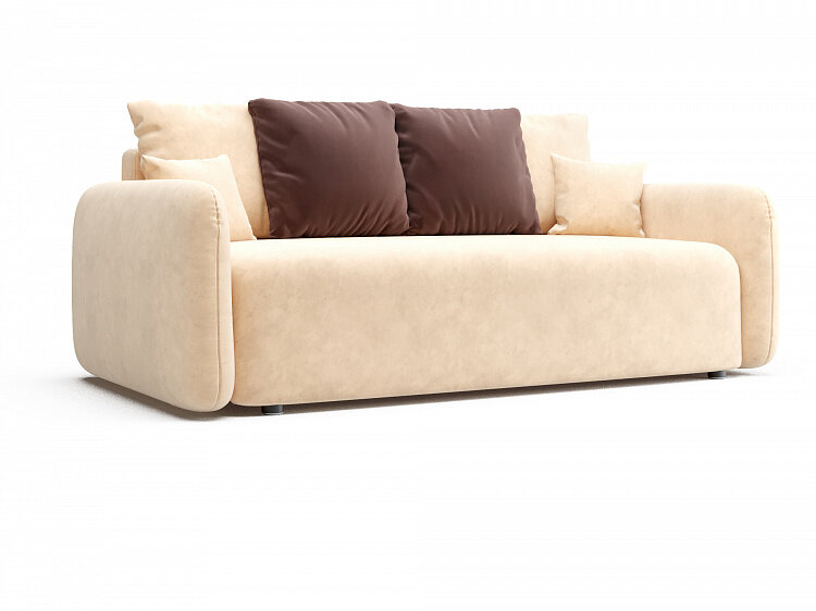 Прямой диван Арти бежевый, пантограф (тик-так), 240х121х95 см, с ящиком для белья