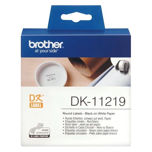 Картридж Brother DK11219, 12мм, черный шрифт, белый фон, DK11219