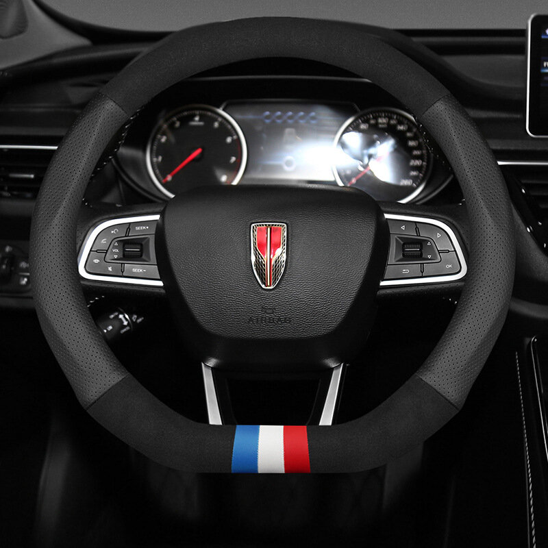 Чехол на руль, для Hongqi H5, HS5, HS7, H7HS3H9, углеродное волокно, нескользящий, черный