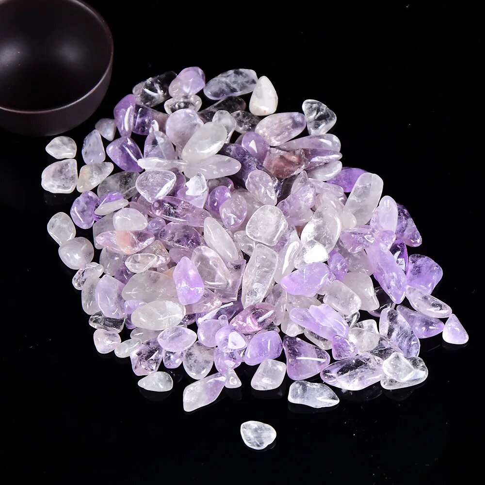 Натуральный гравий из розового кварца и аметиста RYCRYSTAL Сиреневый, 100g, Lilac Amethyst
