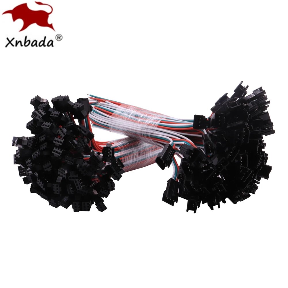 10 пар 10 см 3Pin JST Коннектор мама и папа Led JST коннекторы 22AWG красный зеленый и белый провода для WS2811 WS2812B RGB светодиодная лента