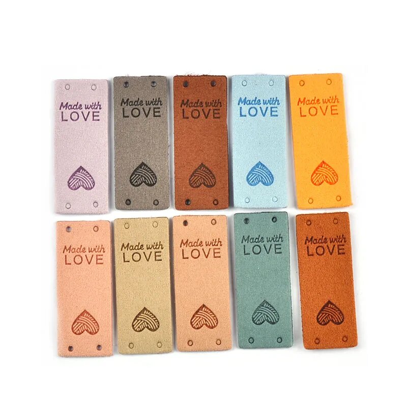 Кожаные сердечные этикетки 20 шт. Mixed-20Pcs