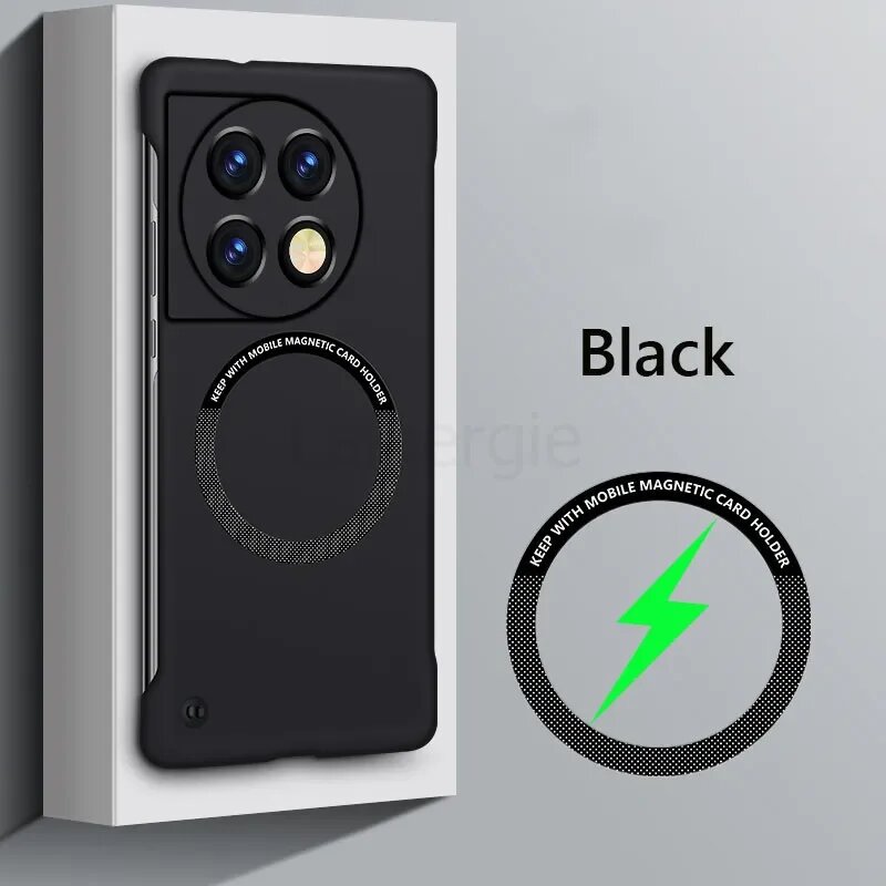 Черный чехол Magsafe для OnePlus 11, тонкий, беспроводная зарядка