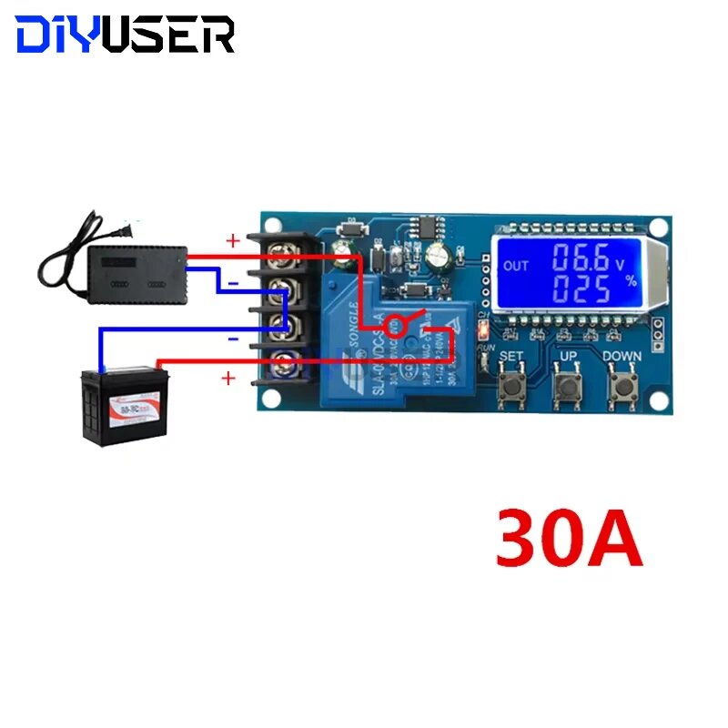DIYUSER 6-60v 30A 10A Солнечный контроллер заряда для свинцово-кислотных аккумуляторов 30A