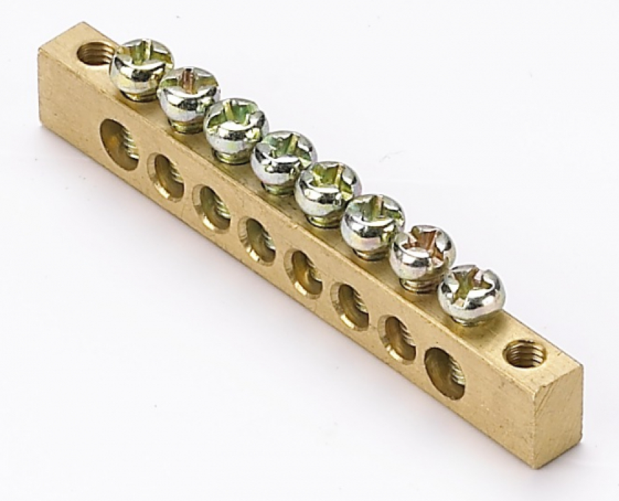 Шина DEKraft / Де Крафт ШН-102 нулевая, контактная группа медь, 65×6×9мм, DIN-рейка, 100А / соединитель проводов