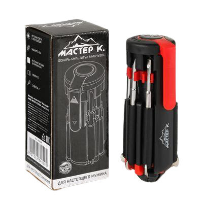 Фонарь многофункциональный, мультитул, 8в1 "Мастер К." MMB-W3D6, 6 LED, 7 отвёрток