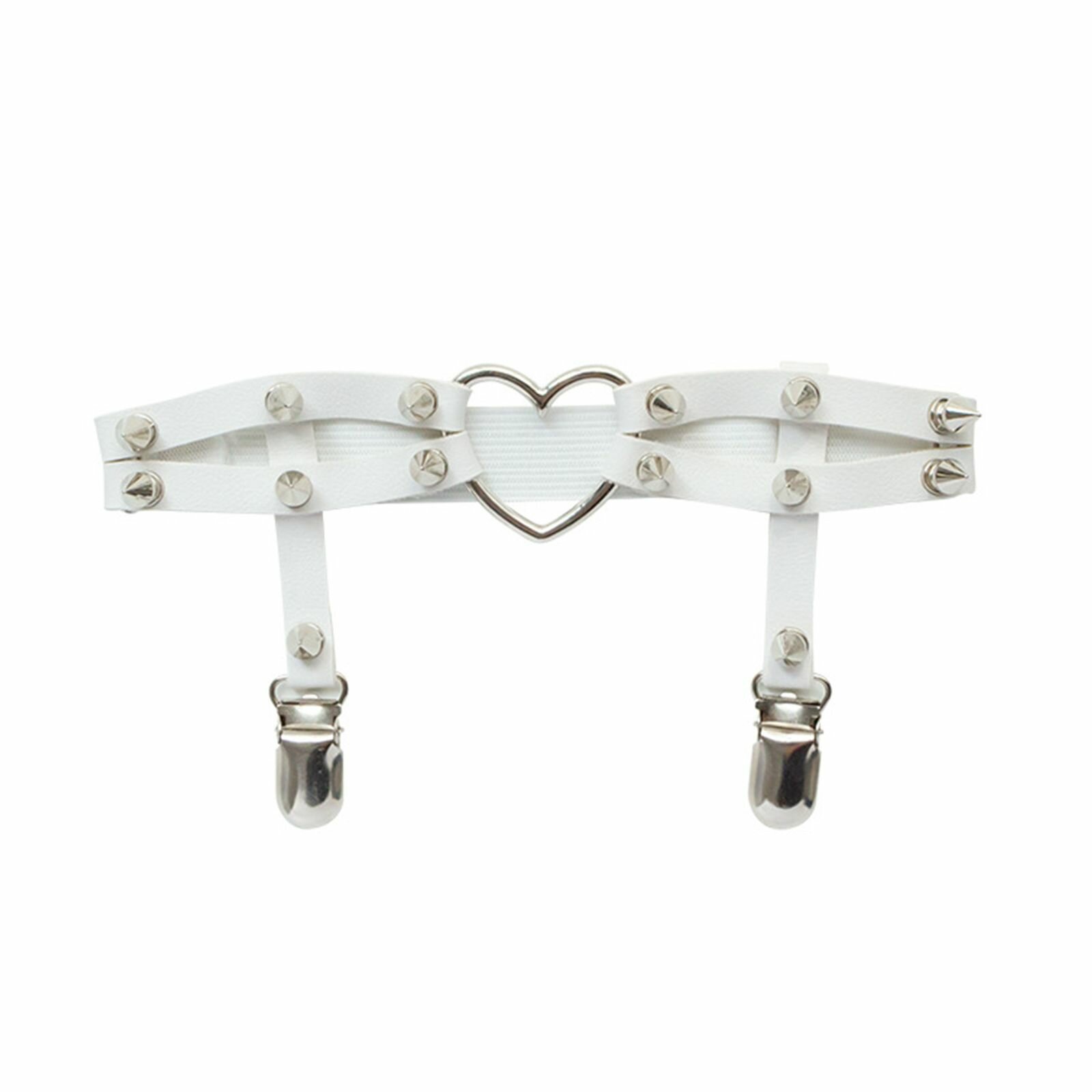 Чулки-Кольца На Бедрах С Темными Заклепками Lolita-Белый Пояс