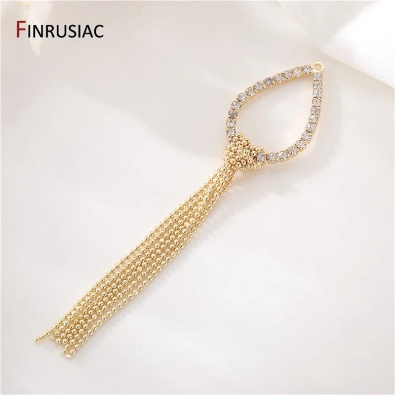 Модные 14-каратные позолоченные латунные капли воды, длинные подвески с кисточками для изготовления сережек, круглые подвески, кулон, фурнитура для сережек «сделай сам»