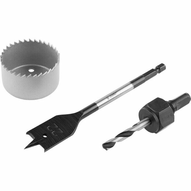 Набор ЗУБР для врезки замков, коронка по дереву 48мм, державка с центр. сверлом, перьевое сверло 22 мм, 3 пред 2954-48-H3_z01